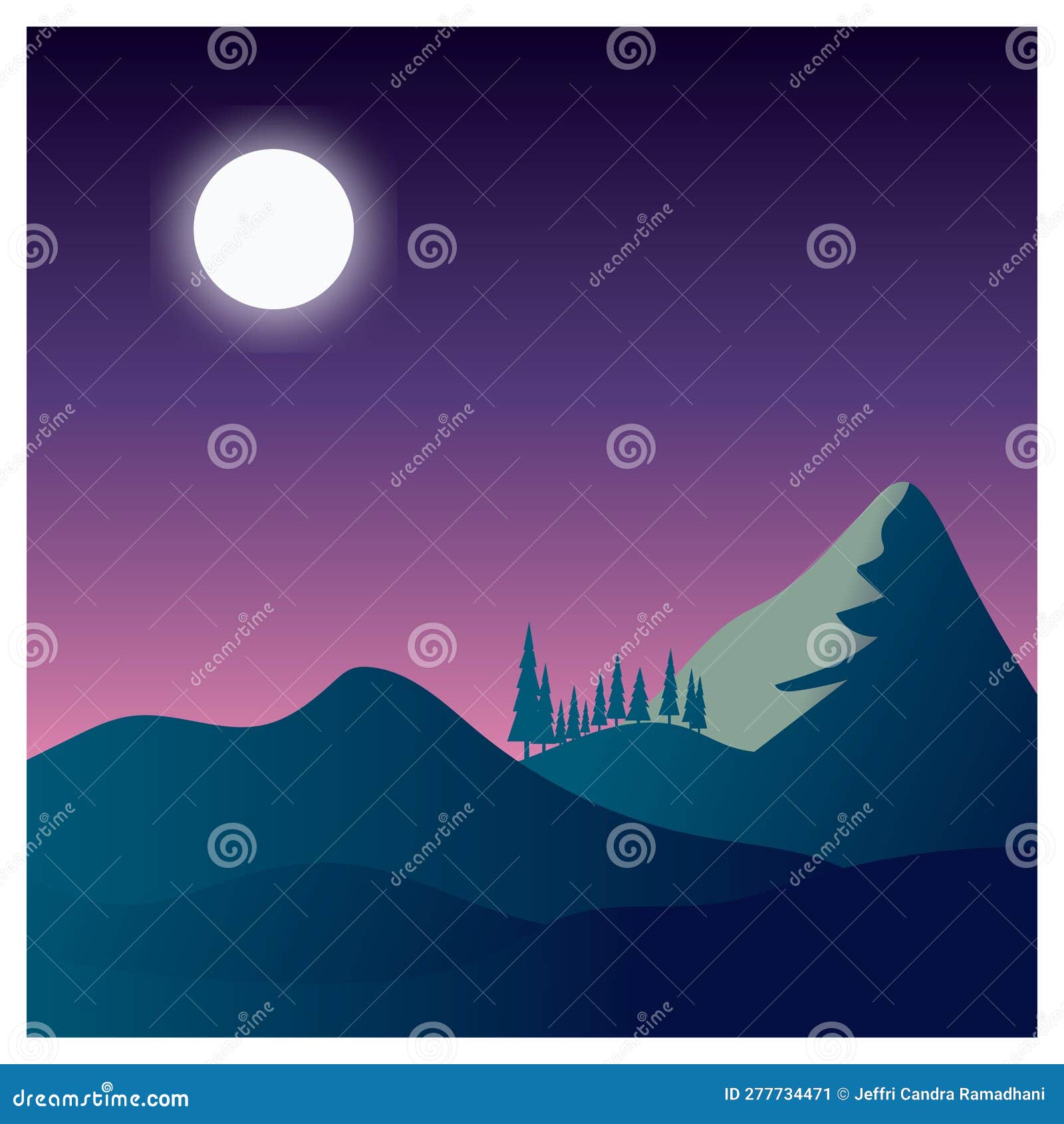 Night with Full Moon Moonlight Outdoor View Illustration Stock Vector ...