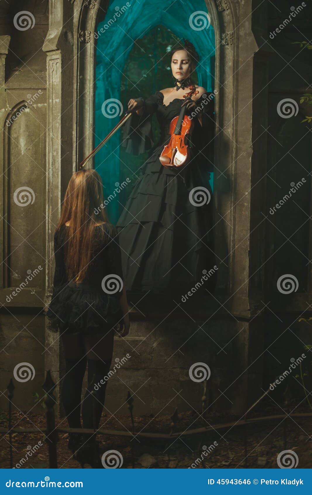 Night Ghost Girl Arguing with Another Ghost. Stock Photo - Image of ...