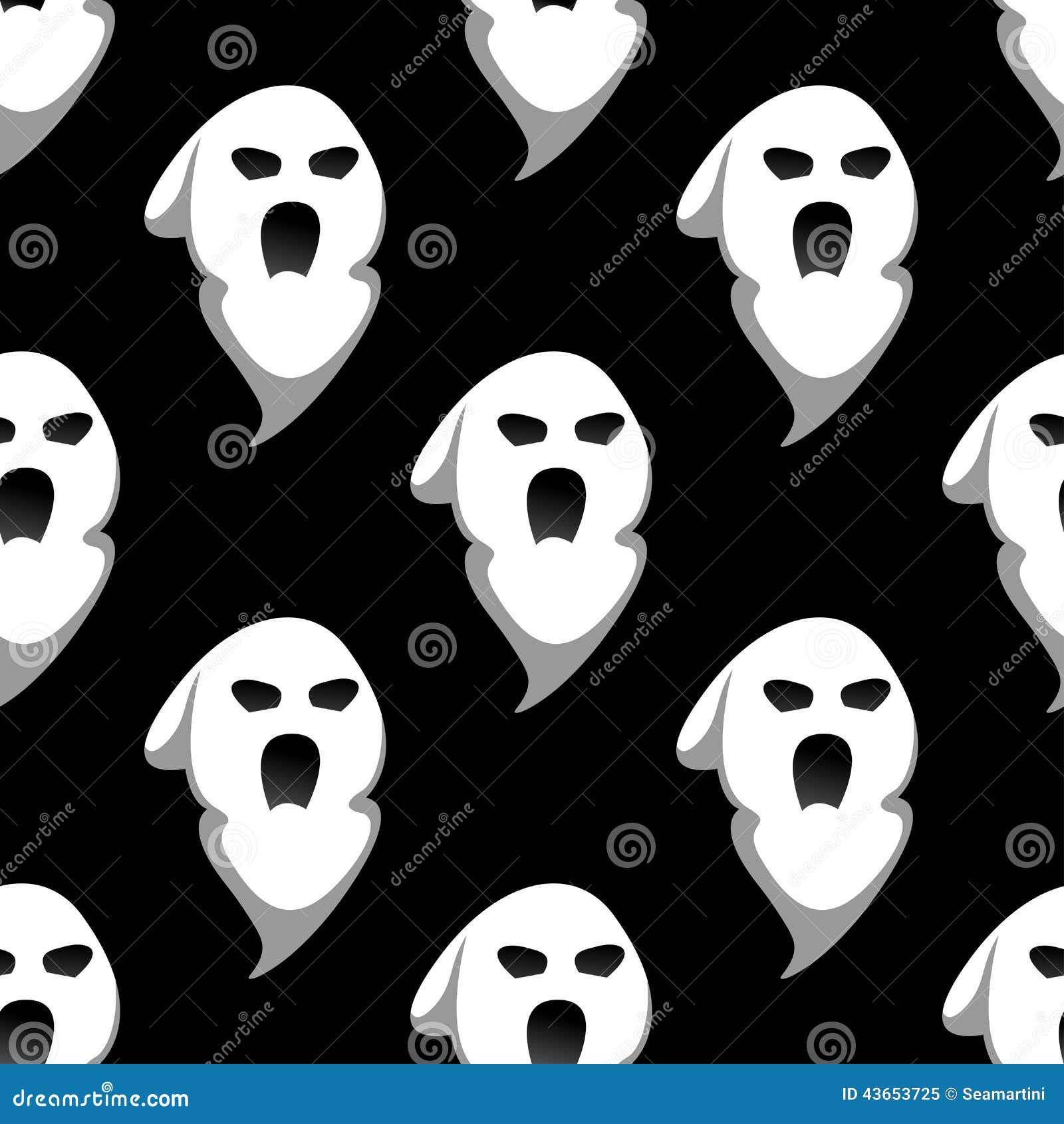 Night Ghost Halloween Seamless Pattern Stock Vector - Illustration of ...