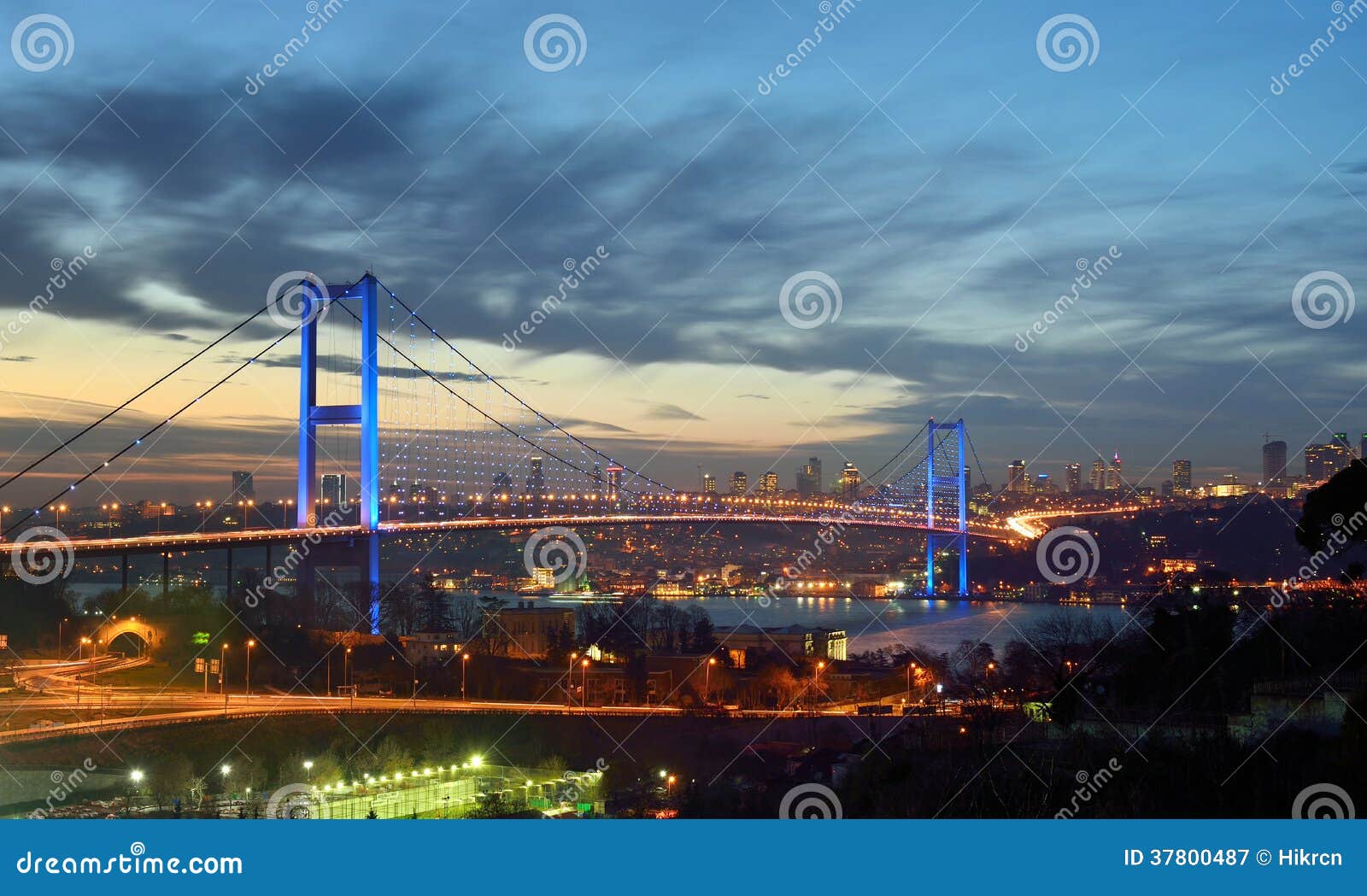 Night Golden Gate Bridge and the Lights Istanbul, Turkey Stock Image ...
