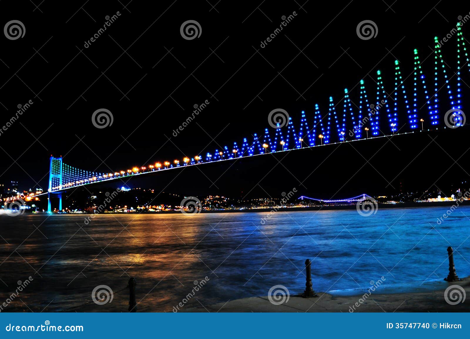 Night Golden Gate Bridge and the Lights Istanbul, Turkey Stock Photo ...