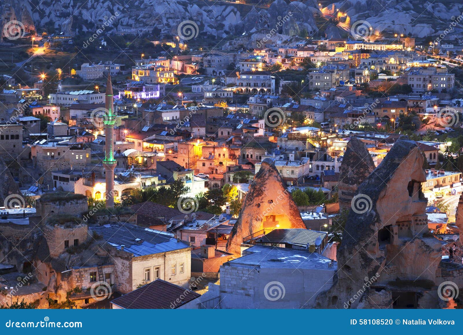 The Night Goreme, Landscape Cappadocia Stock Photo - Image of mountain ...