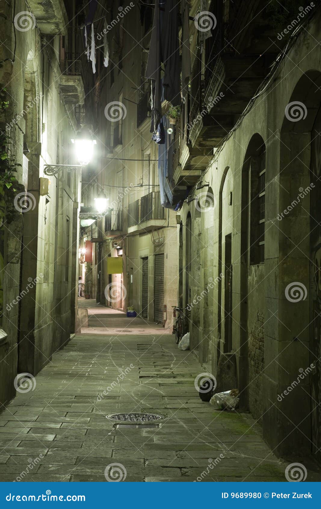 Night Gothic Quarter stock photo. Image of alleyway, street - 9689980