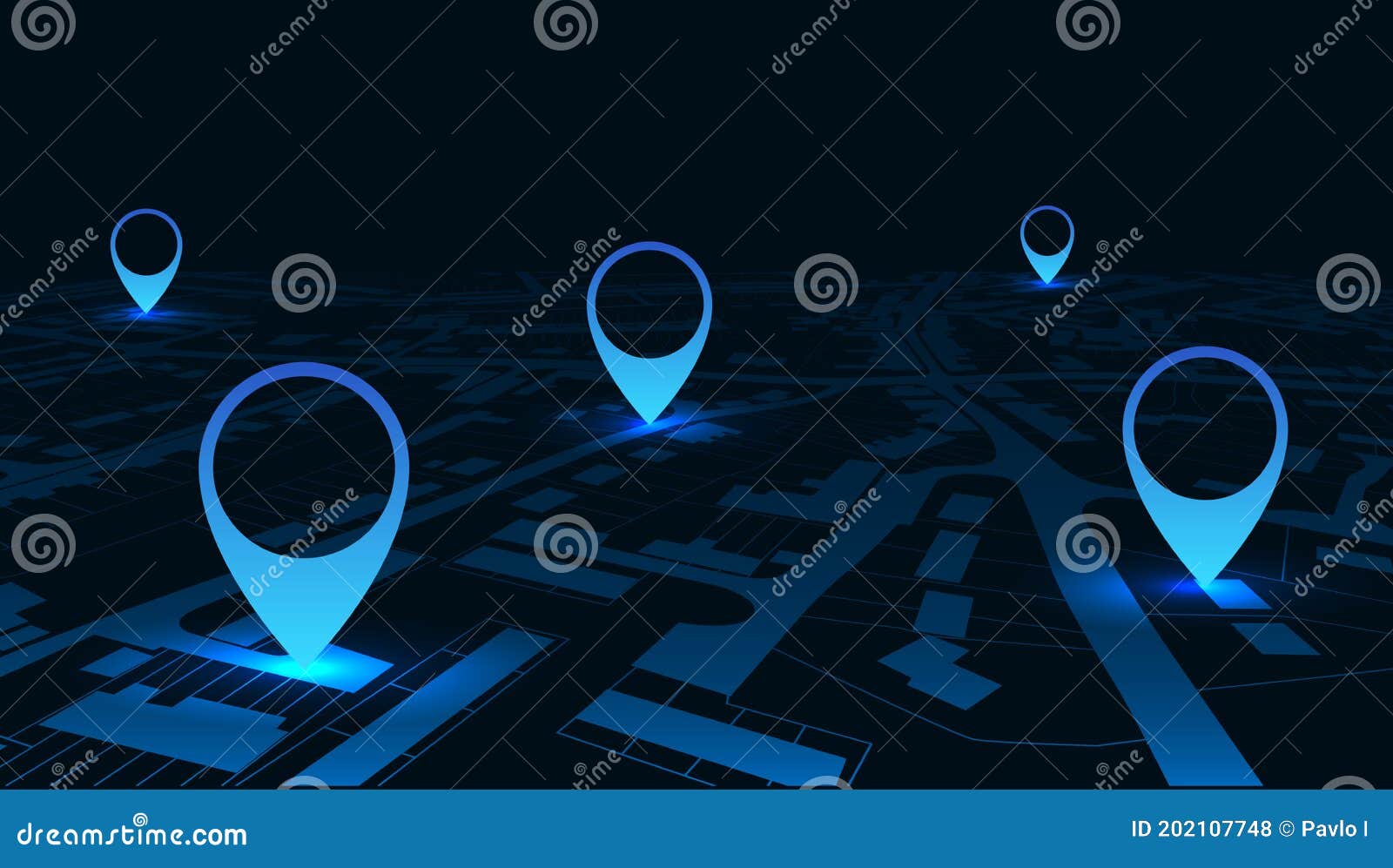 Night GPS Navigator Location on City Map, from Place To Place â ...