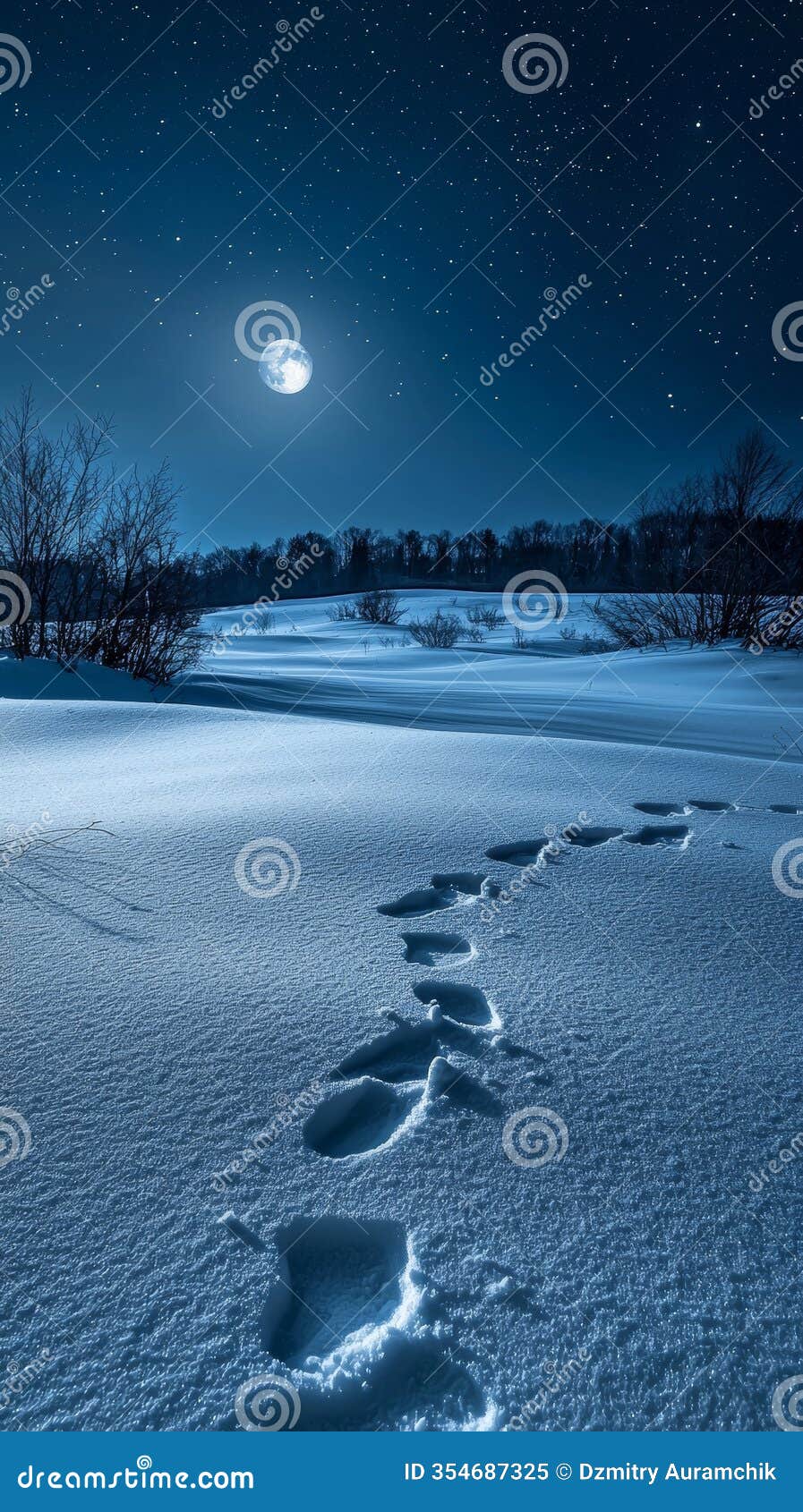 During the Night, the Gray-blue Sky is Adorned with a Bright Moon and ...