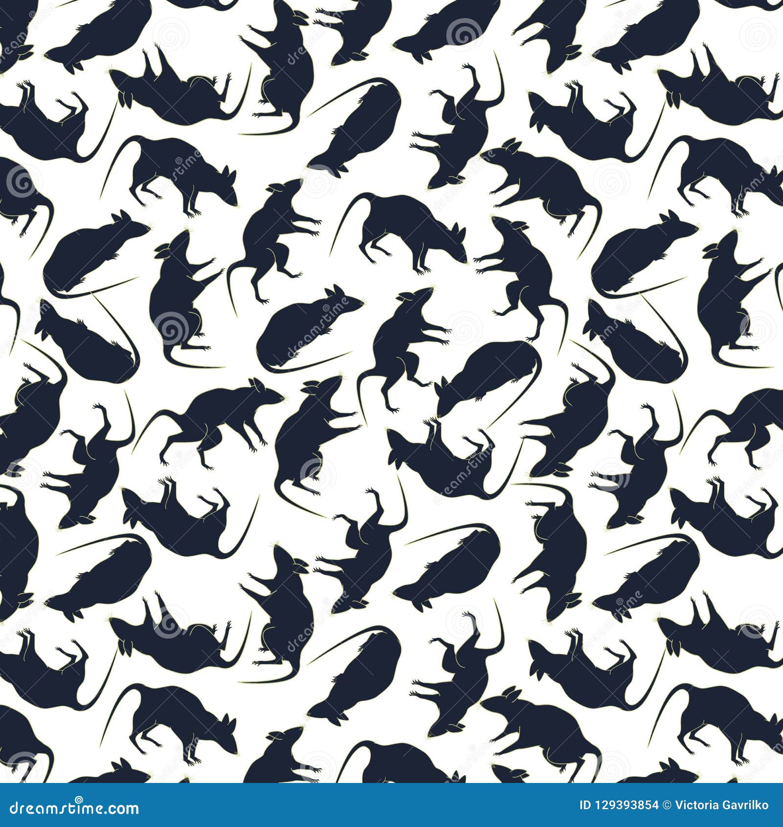 In the Night Halloween. Seamless Pattern with Black Rats on a White ...