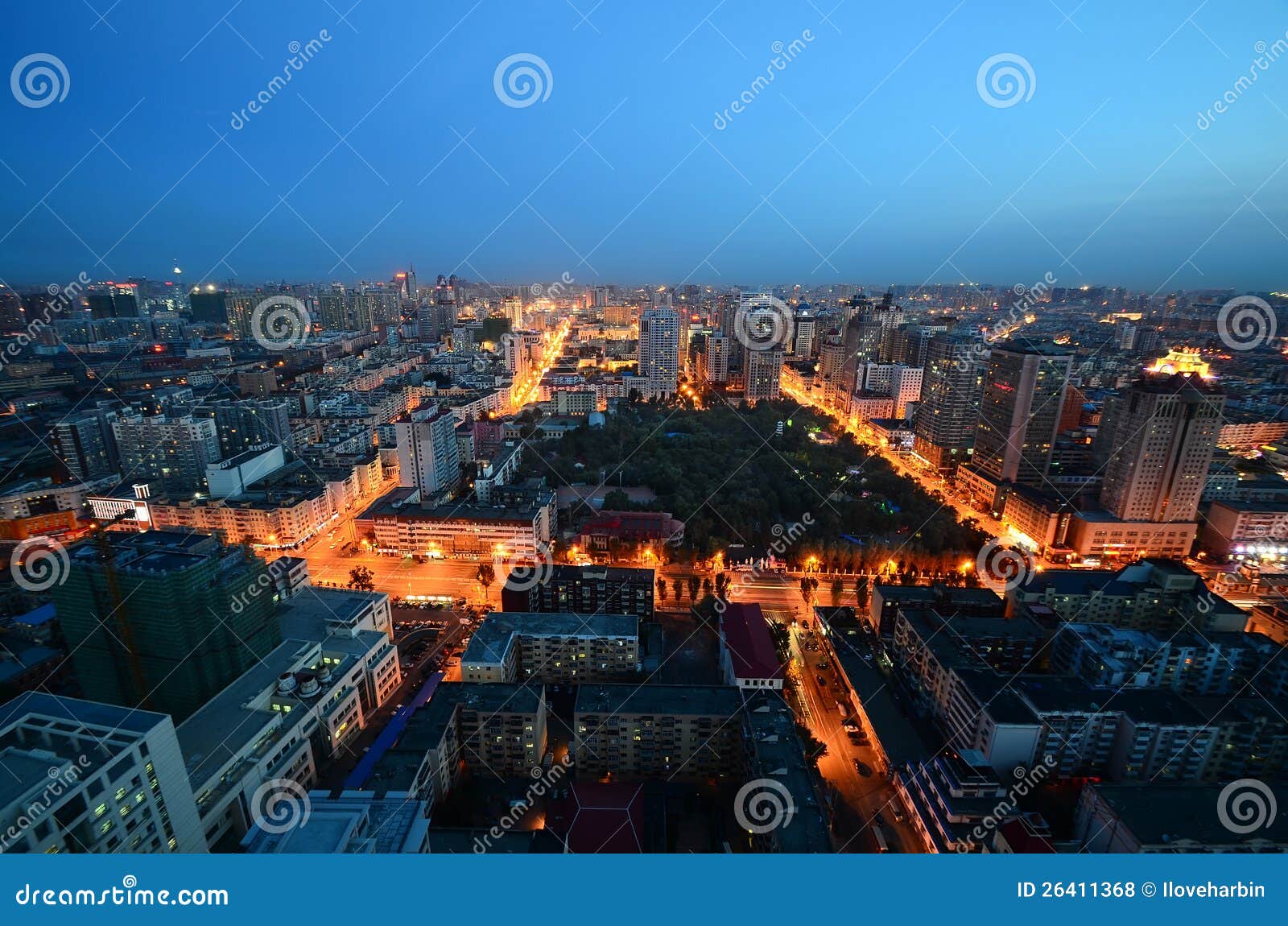 The Night of Harbin stock photo. Image of tourism, street - 26411368