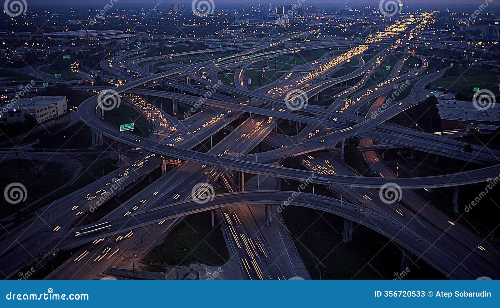Night Highway Interchange, Cityscape, Traffic Flow Stock Image - Image ...