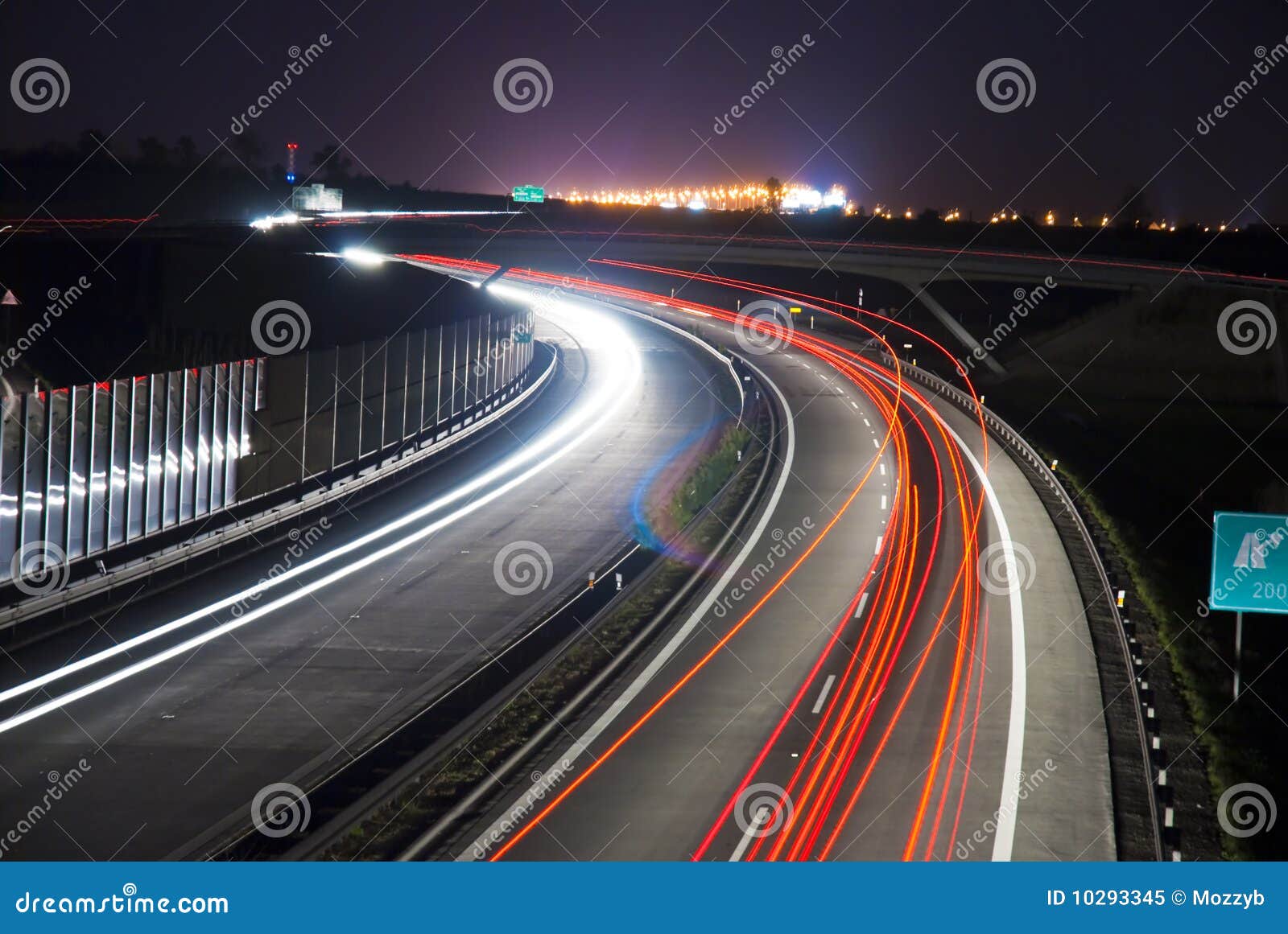 Night Highway - Long Exposure - Light Lines Stock Image - Image of ...
