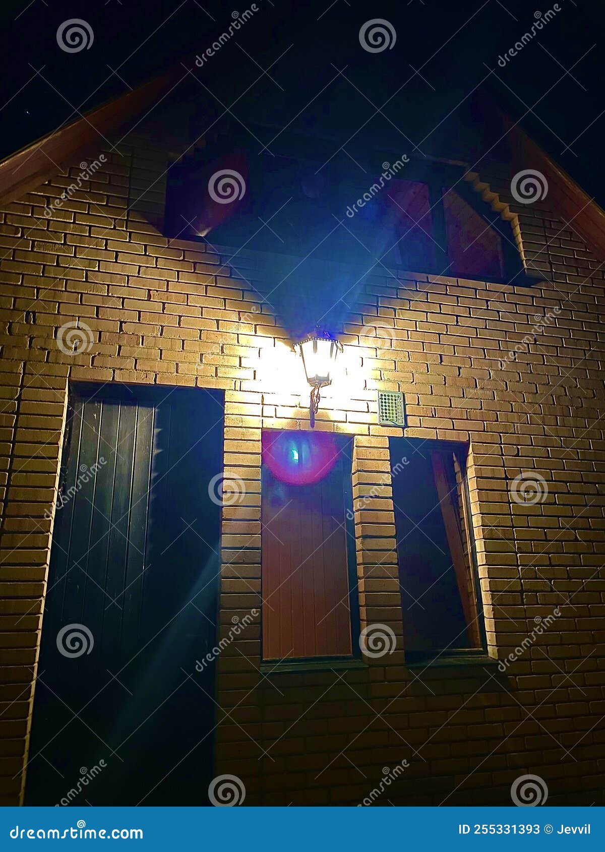 Night Home with Illumination Stock Image - Image of darkness, wall ...