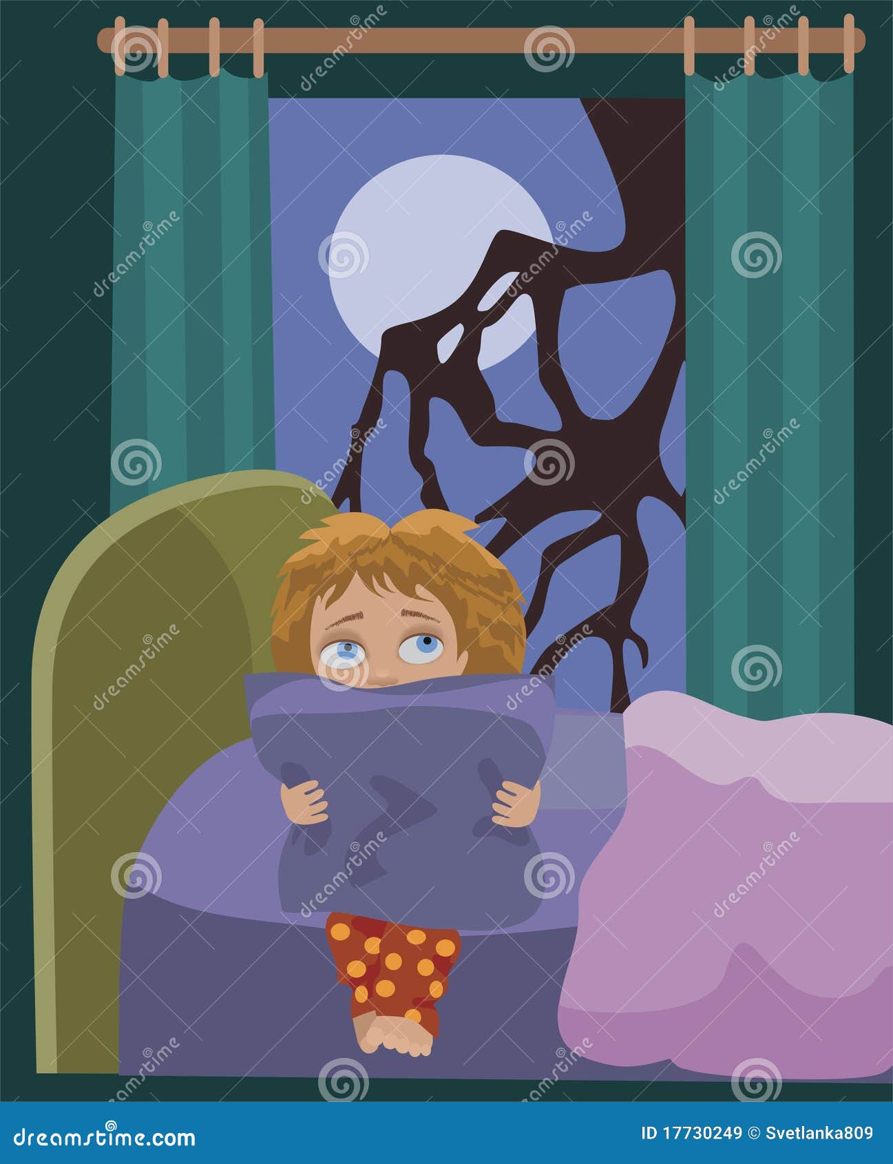 Night horror the child stock illustration. Illustration of branch ...