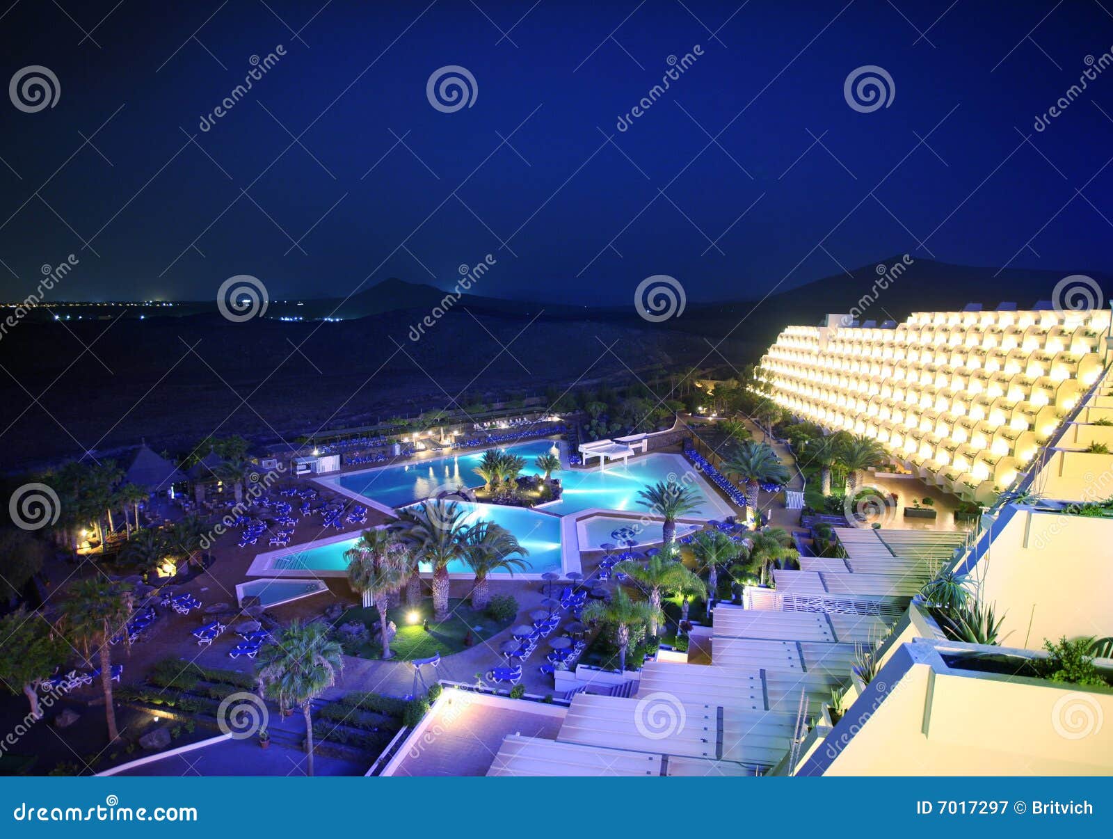 Night hotel stock image. Image of illuminated, building - 7017297