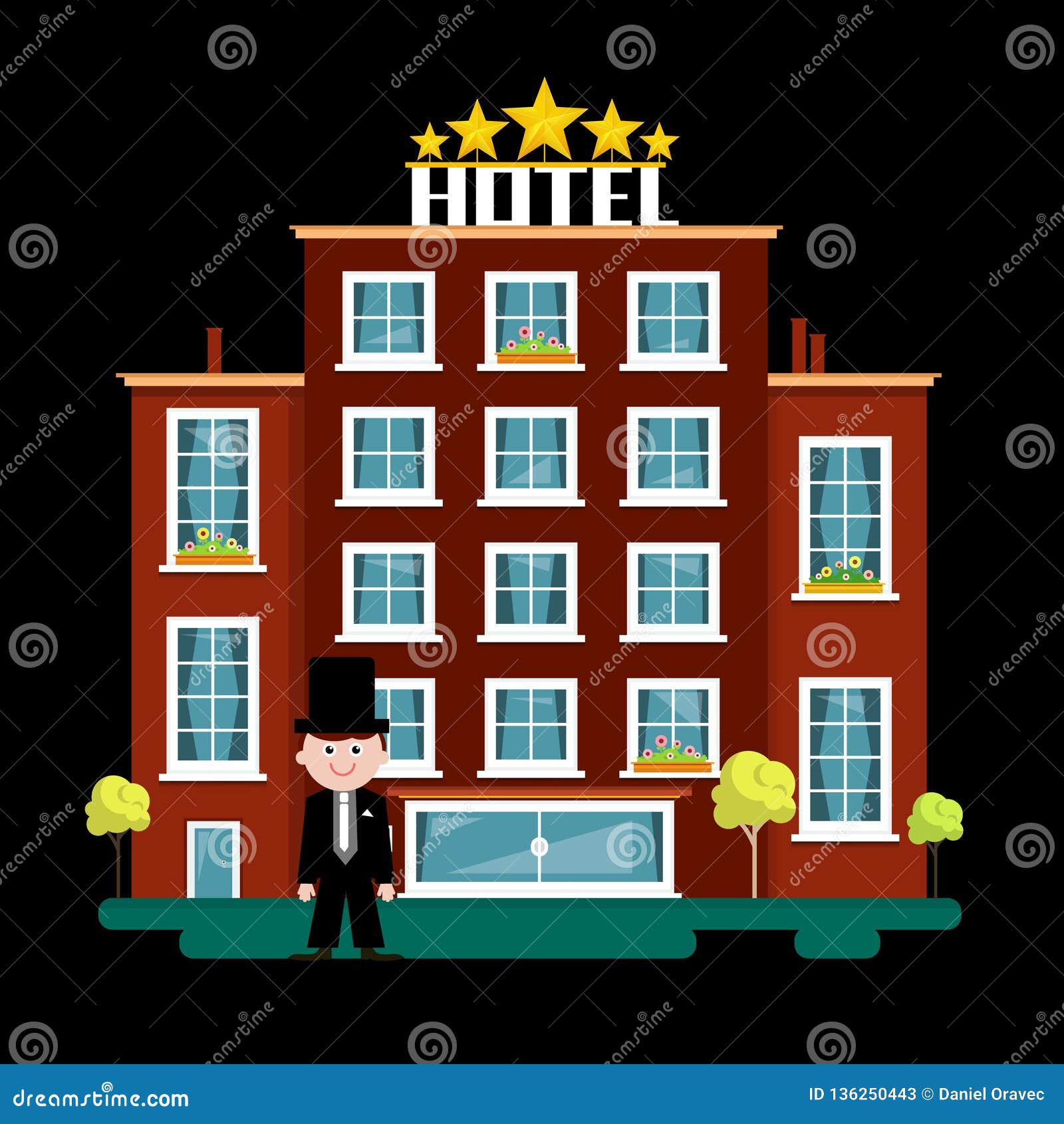 Night Hotel Bedroom Cartoon Vector Interior 155180812