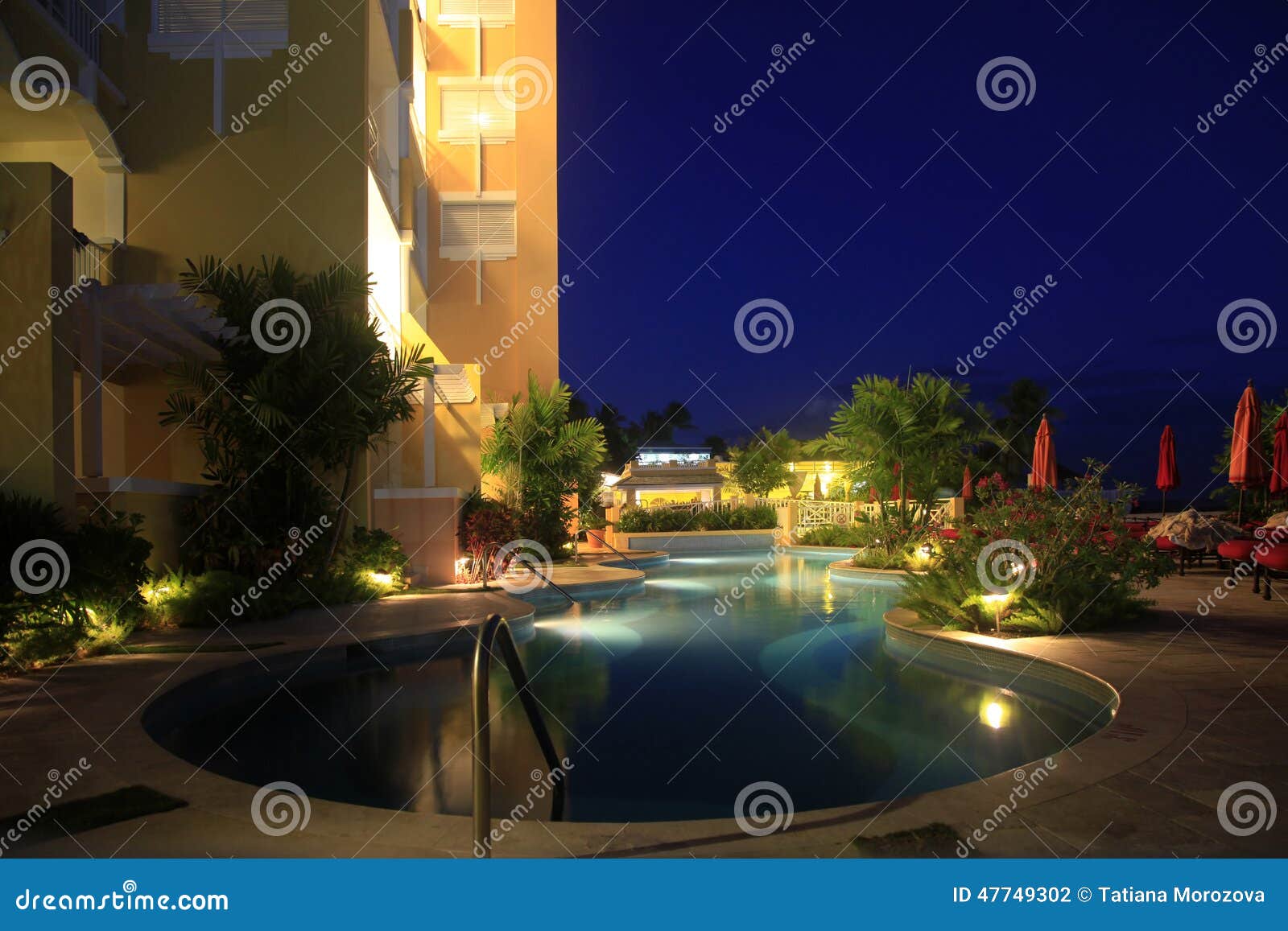 Night hotel pool stock photo. Image of night, hotel, light - 47749302