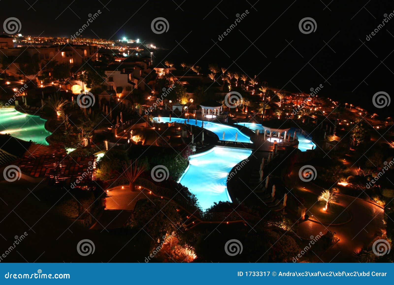 Night hotel view stock image. Image of hotel, lights, paperbark - 1733317