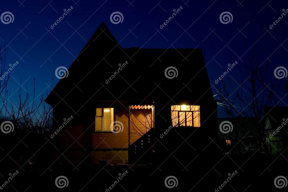 Night house stock image. Image of wooden, village, home - 2384747