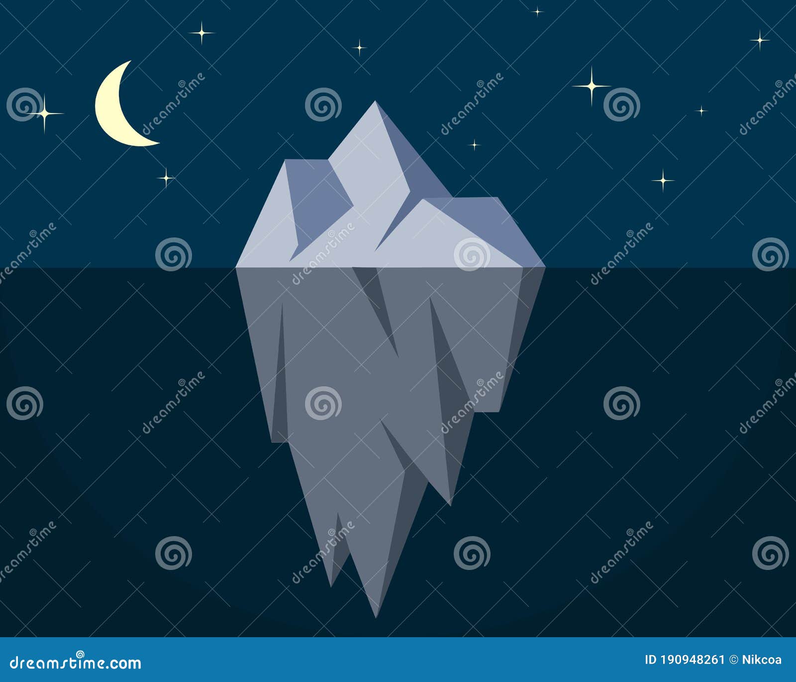 Night Iceberg with Reflection Vector Illustration Stock Vector ...