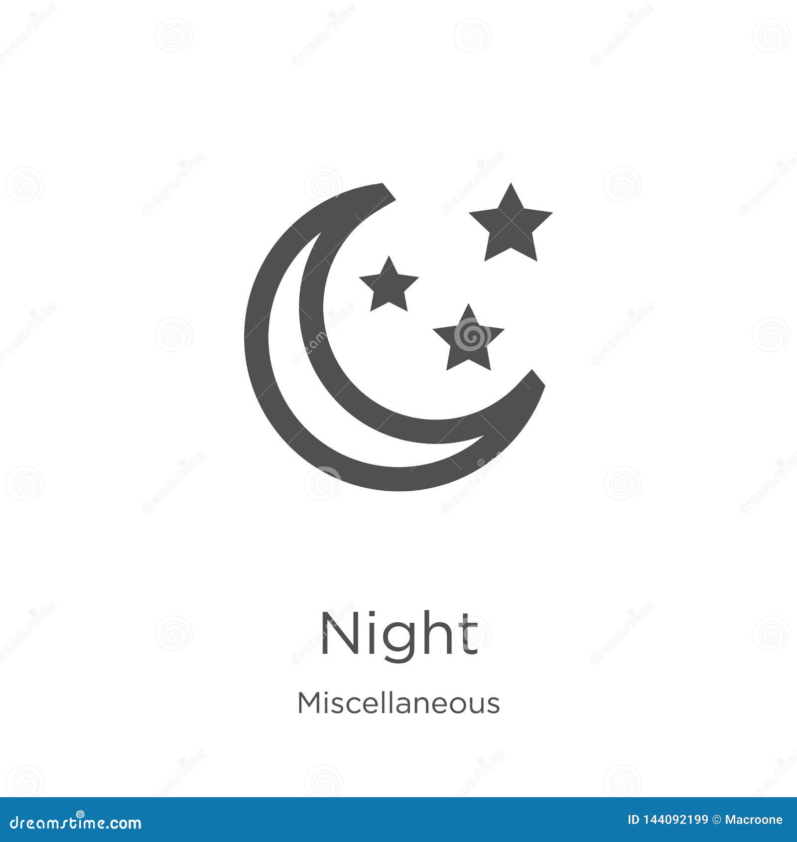 Night Icon Vector from Miscellaneous Collection. Thin Line Night ...