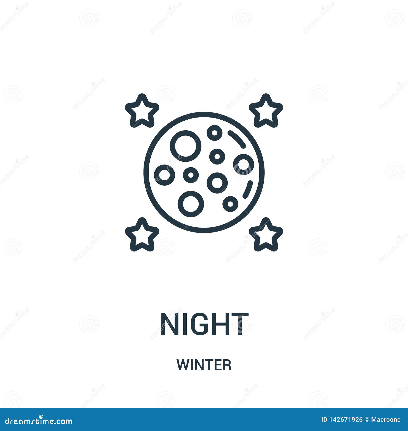Night Icon Vector from Winter Collection. Thin Line Night Outline Icon ...