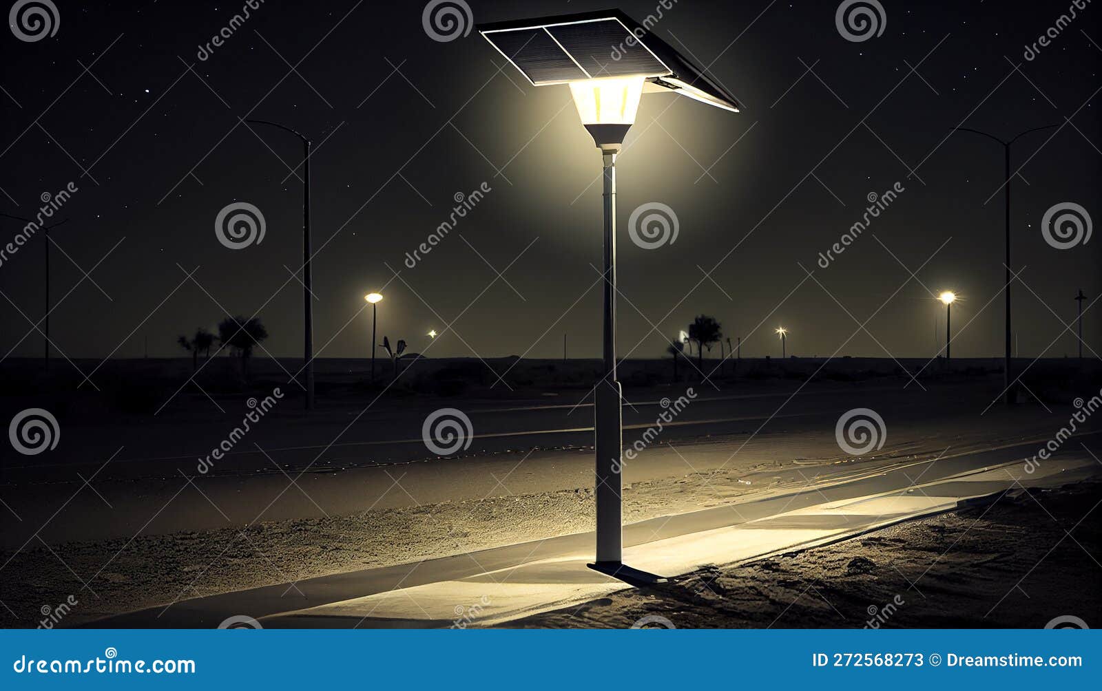 Night Illuminated by Moonlight, Street Light and Lantern ,generative AI ...