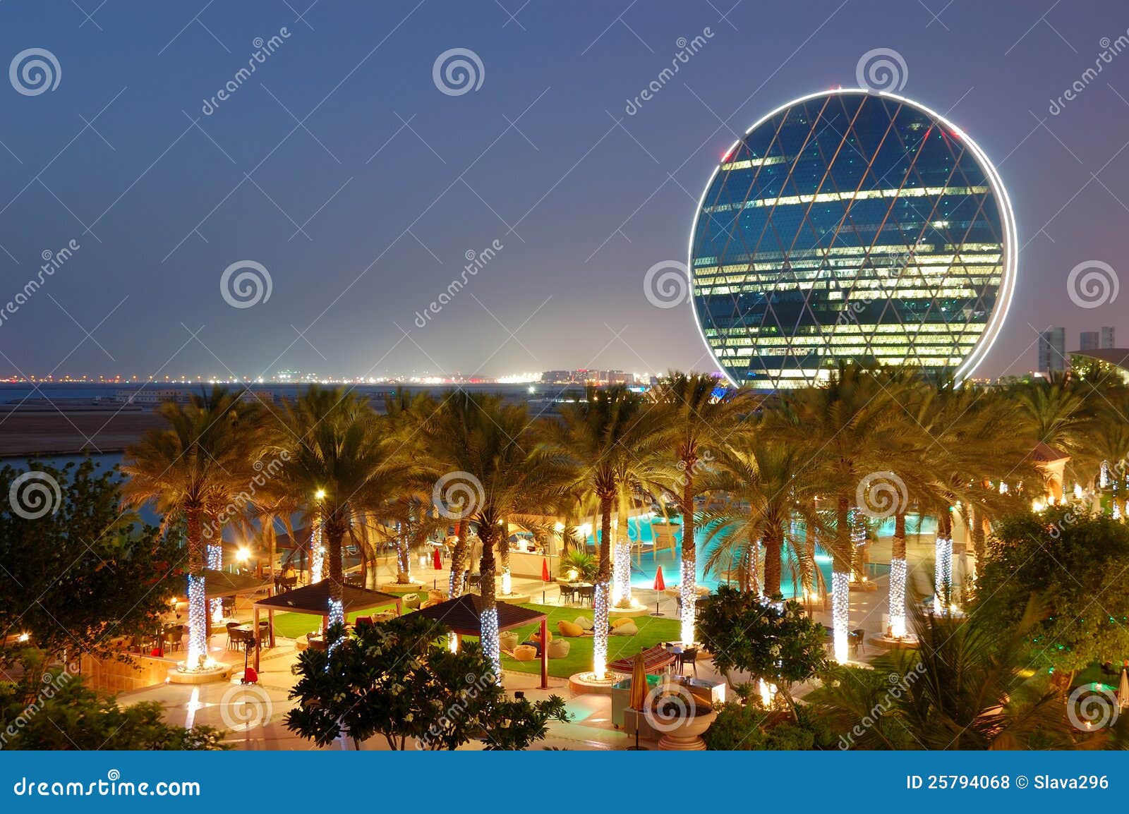 Night Illumination in the Luxury Hotel Stock Photo - Image of ...