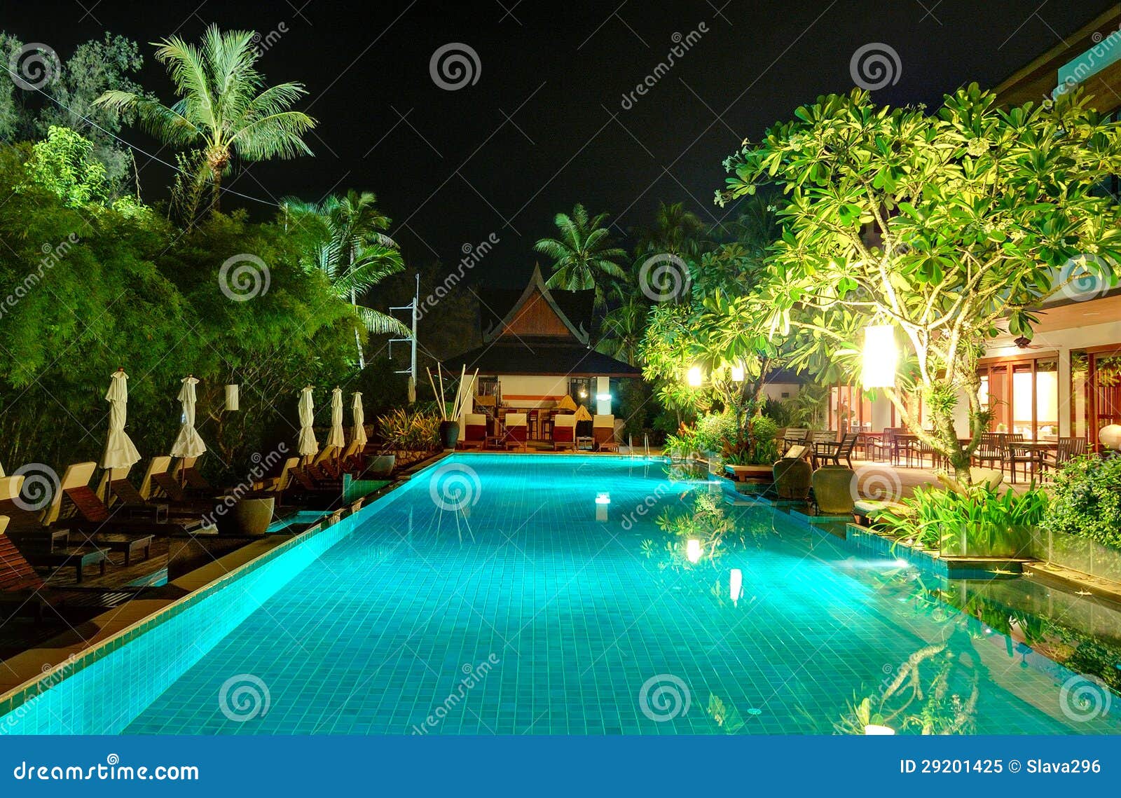 Night Illumination at Luxury Hotel Stock Image - Image of recreation ...