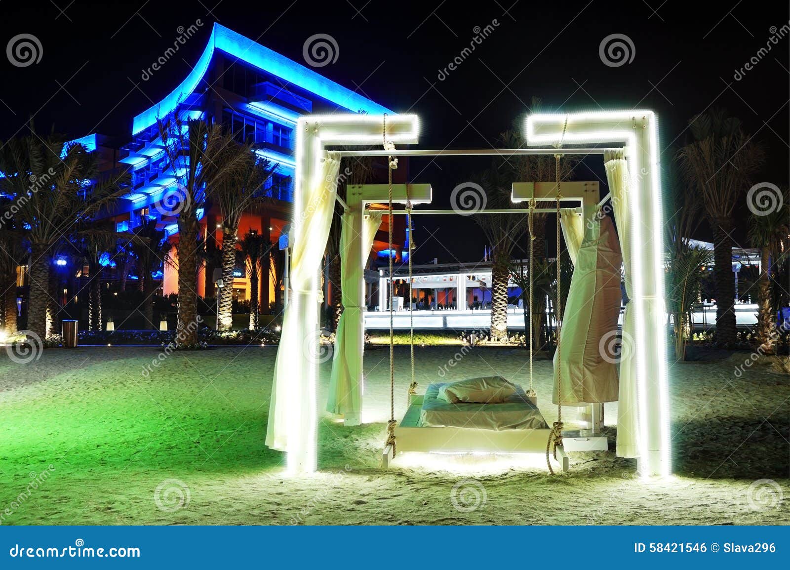 Night Illumination of the Modern Luxury Hotel Stock Photo - Image of ...