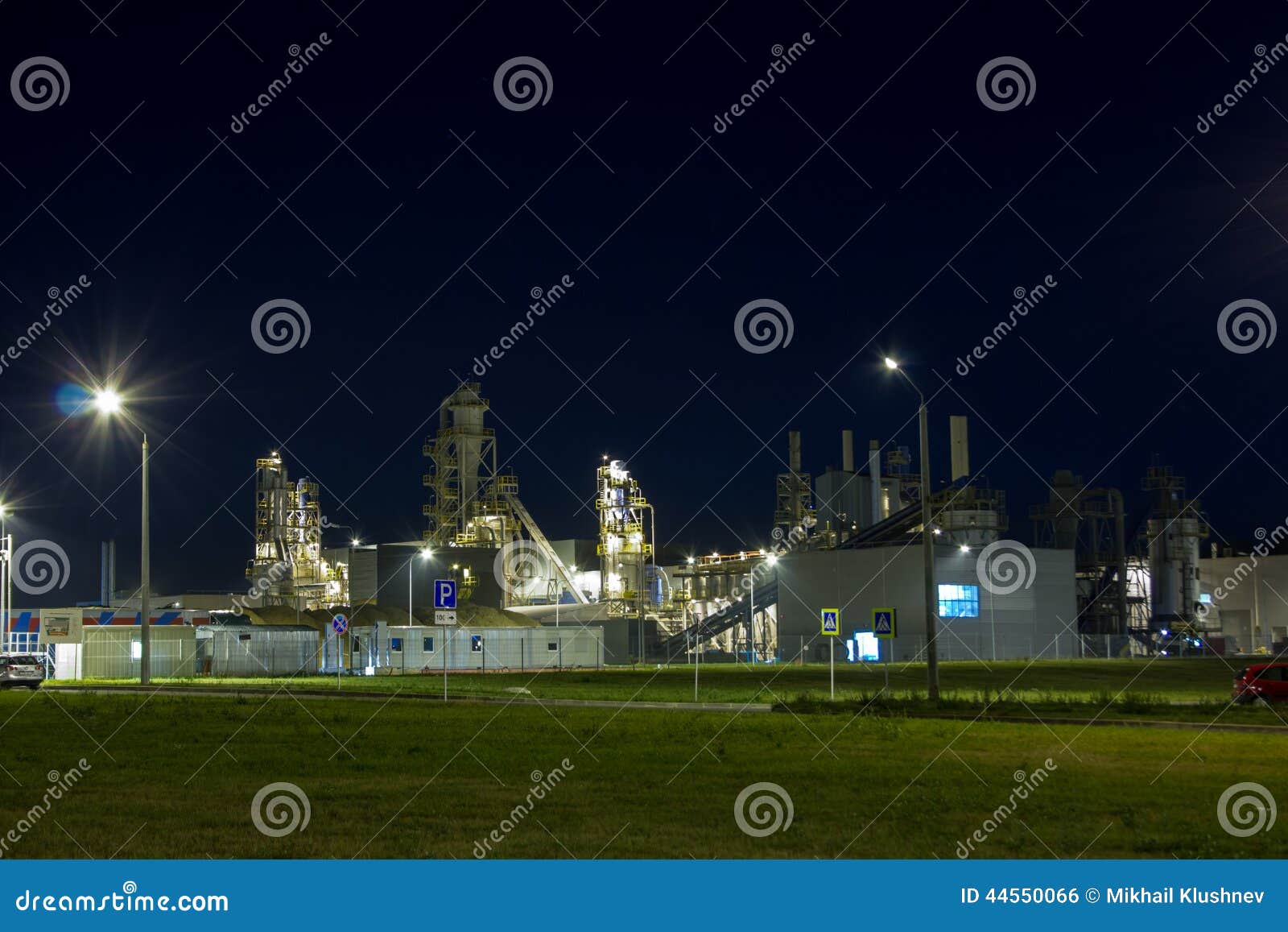 Night Image of Timber Processing Plant. Stock Photo - Image of copper ...