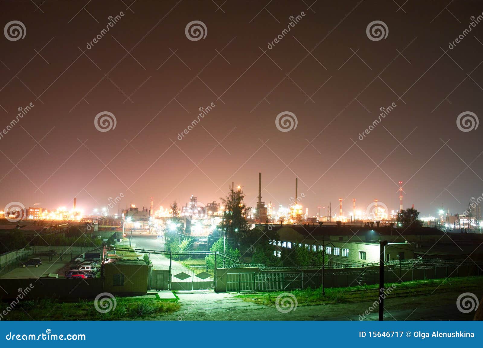 Night-industrial city stock image. Image of electricity - 15646717