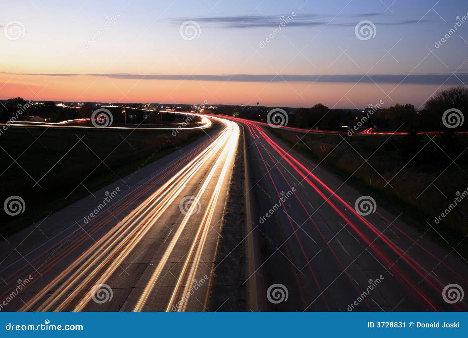 Night interstate stock image. Image of blurred, evening - 3728831