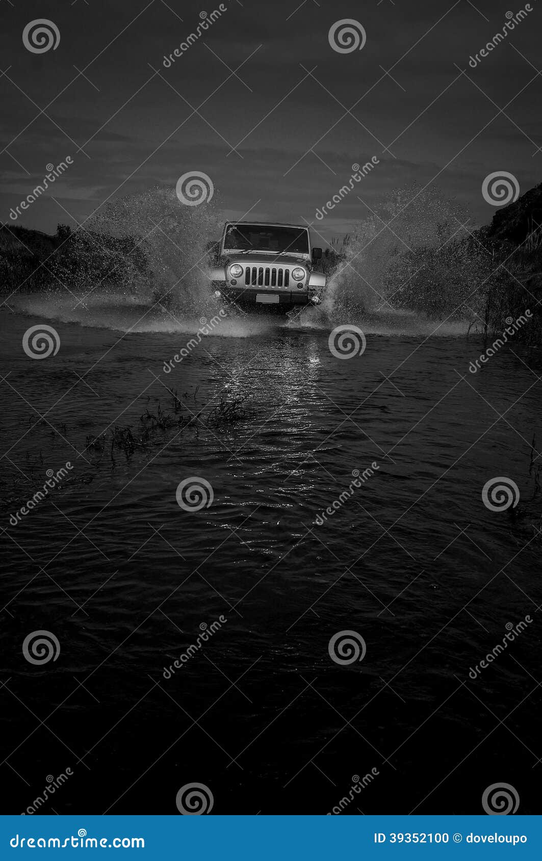 Night jeep river crossing stock photo. Image of vehicle - 39352100