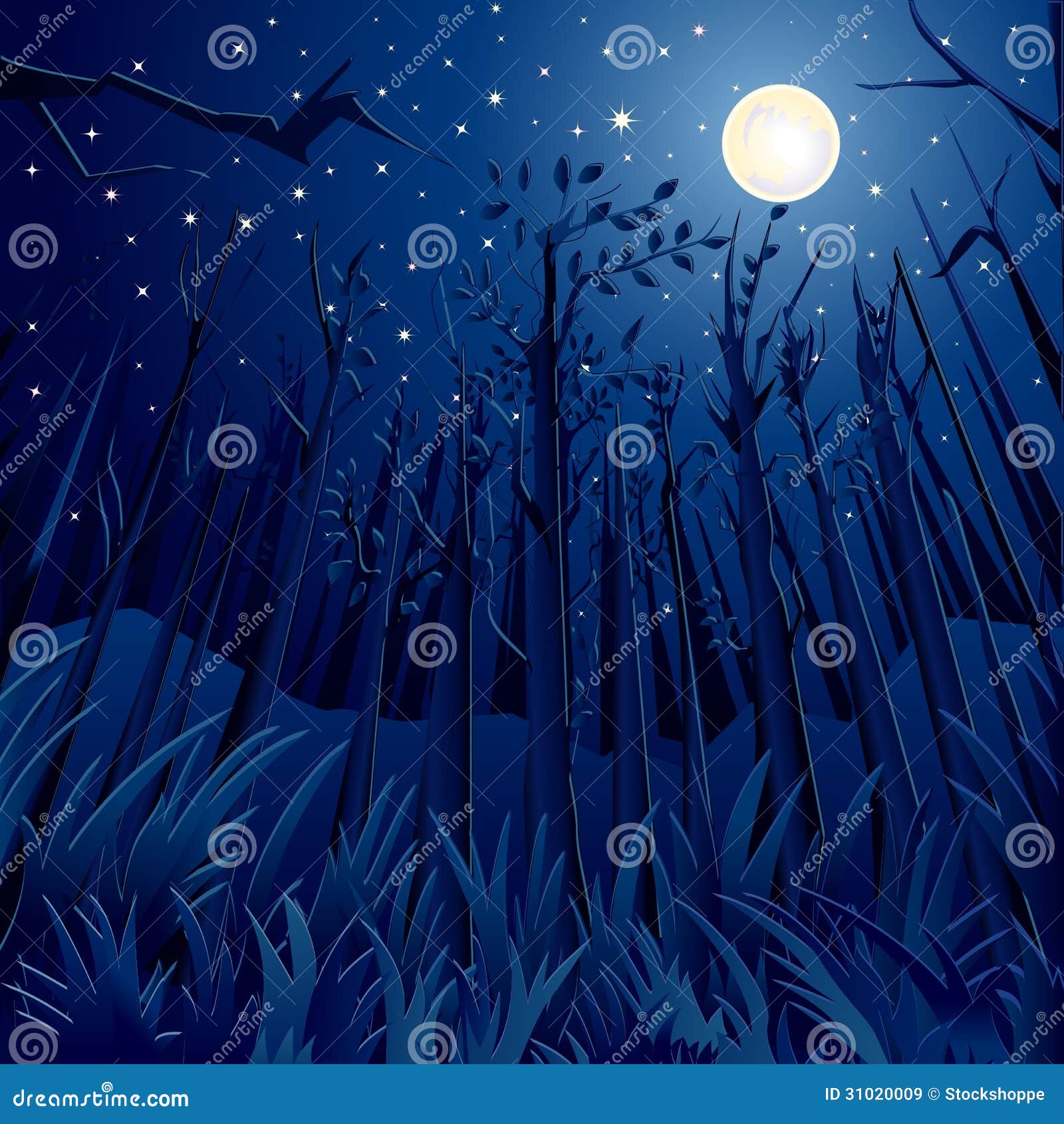 Night Jungle stock vector. Illustration of fairytale - 31020009