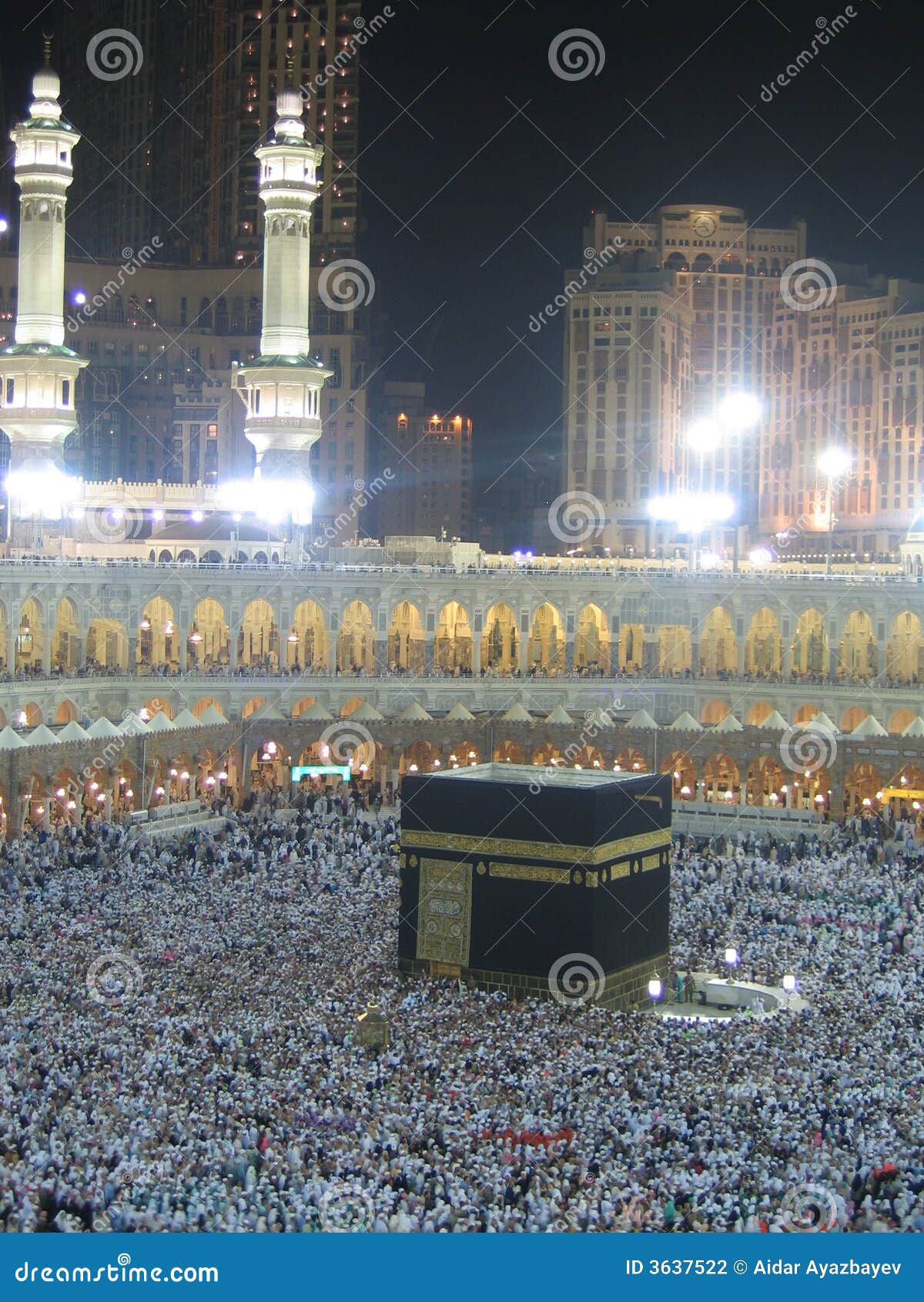 Night Kaaba stock photo. Image of koran, ramadan, mohammad - 3637522