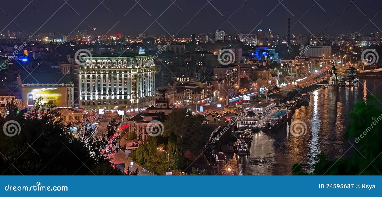 Night Kiev, Ukraine stock image. Image of life, panorama - 24595687