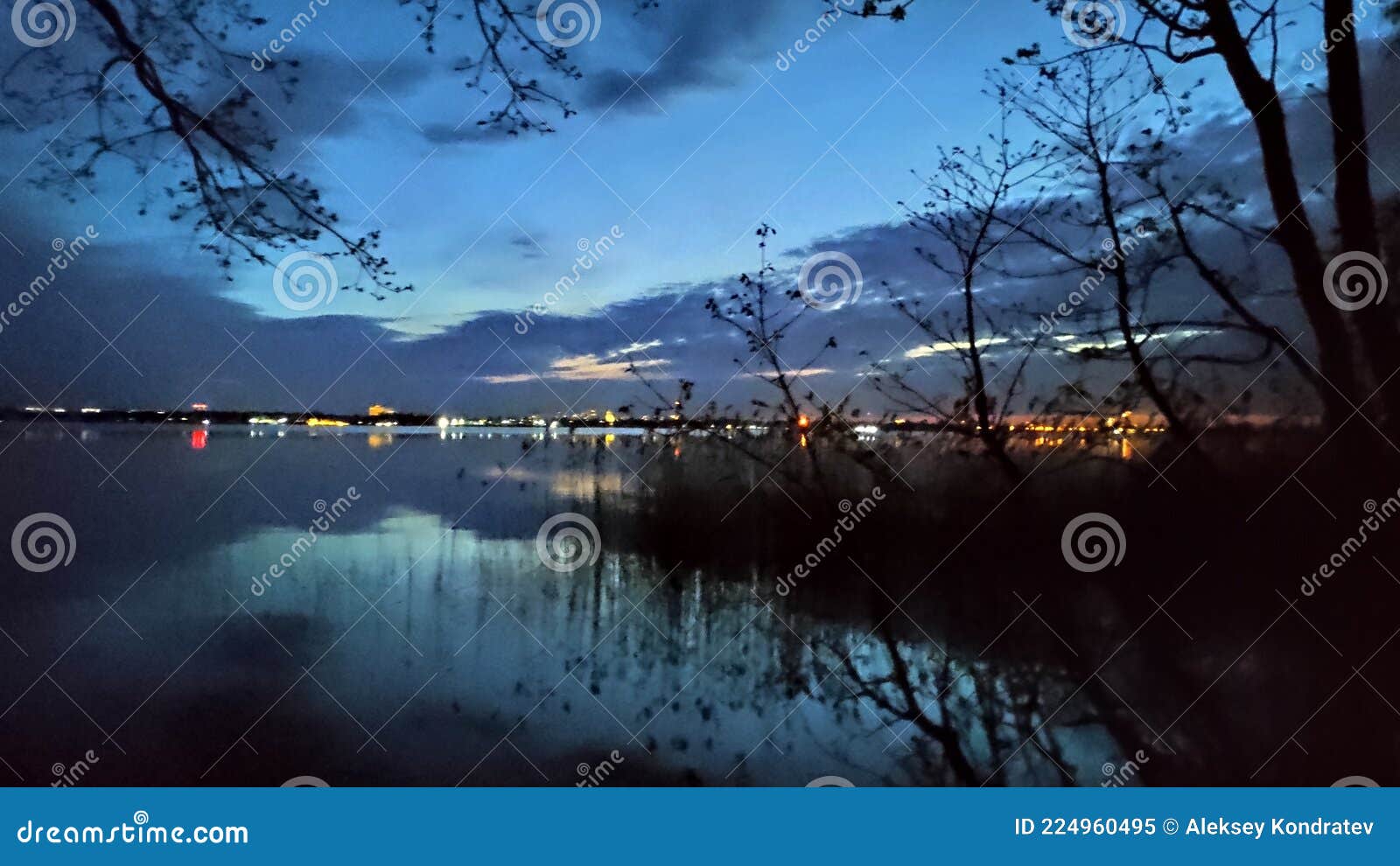 Night on the lake stock image. Image of sunlight, nature - 224960495
