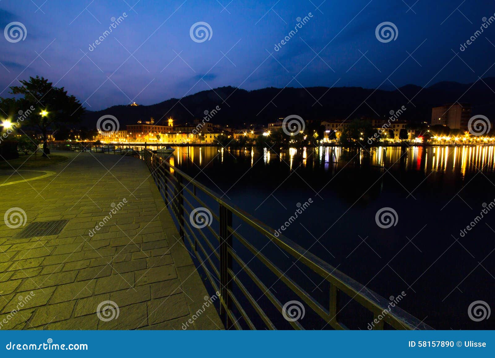Night lake stock photo. Image of street, downtown, famous - 58157890