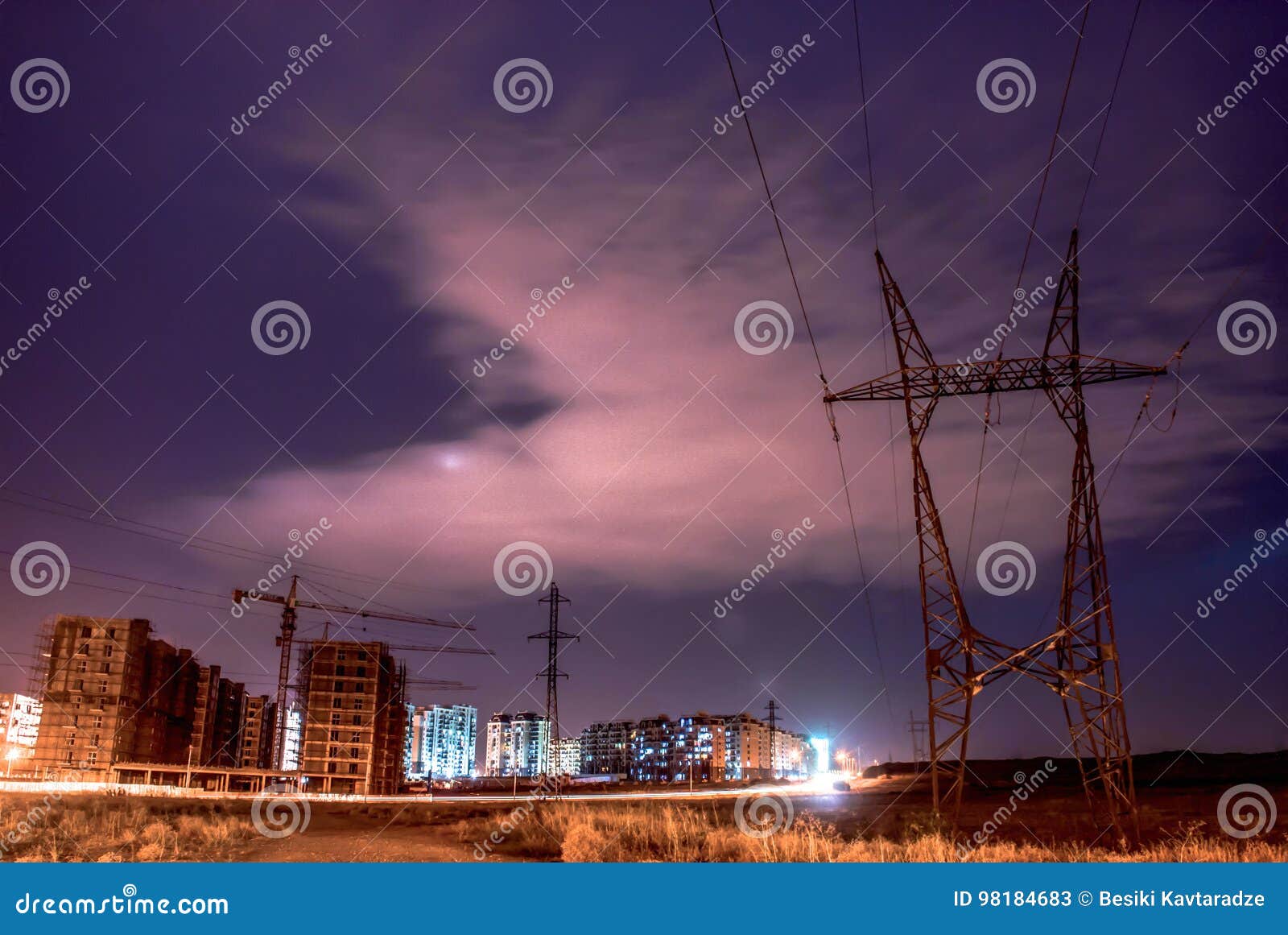 Night Landscape: Building Construction Stock Image - Image of ...