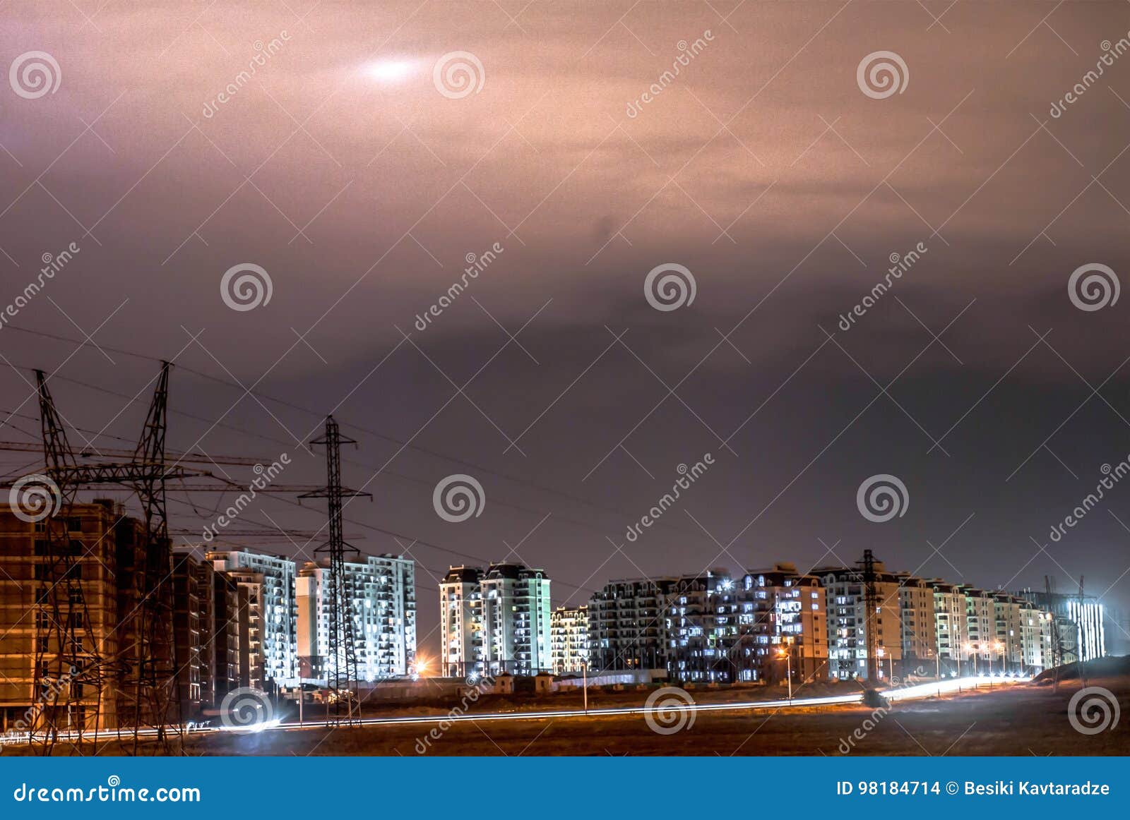 Night Landscape: Building Construction Stock Photo - Image of building ...