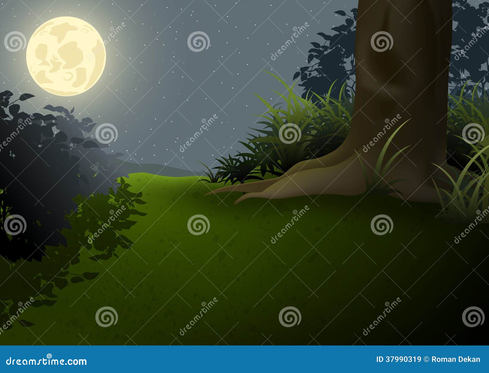 Night Landscape stock vector. Illustration of grass, landscape - 37990319
