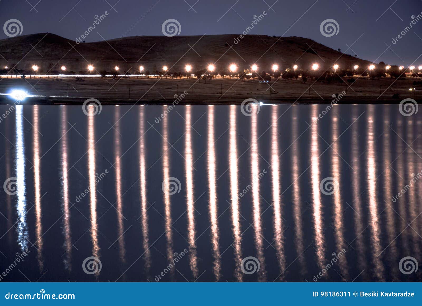 Night Landscape: Light Reflections on Water Stock Image - Image of ...