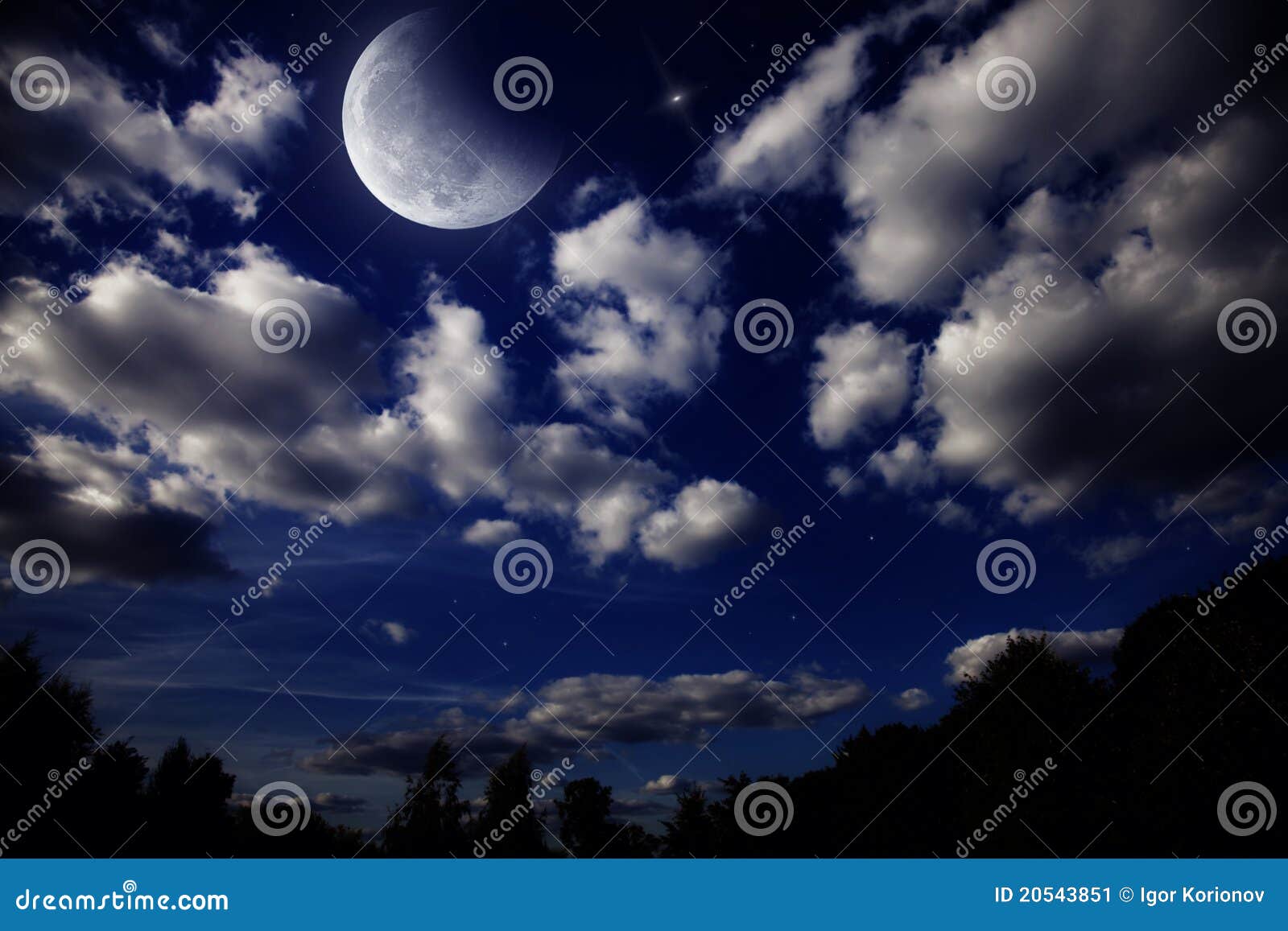Night Landscape with the Moon Stock Image - Image of heavenly, color ...