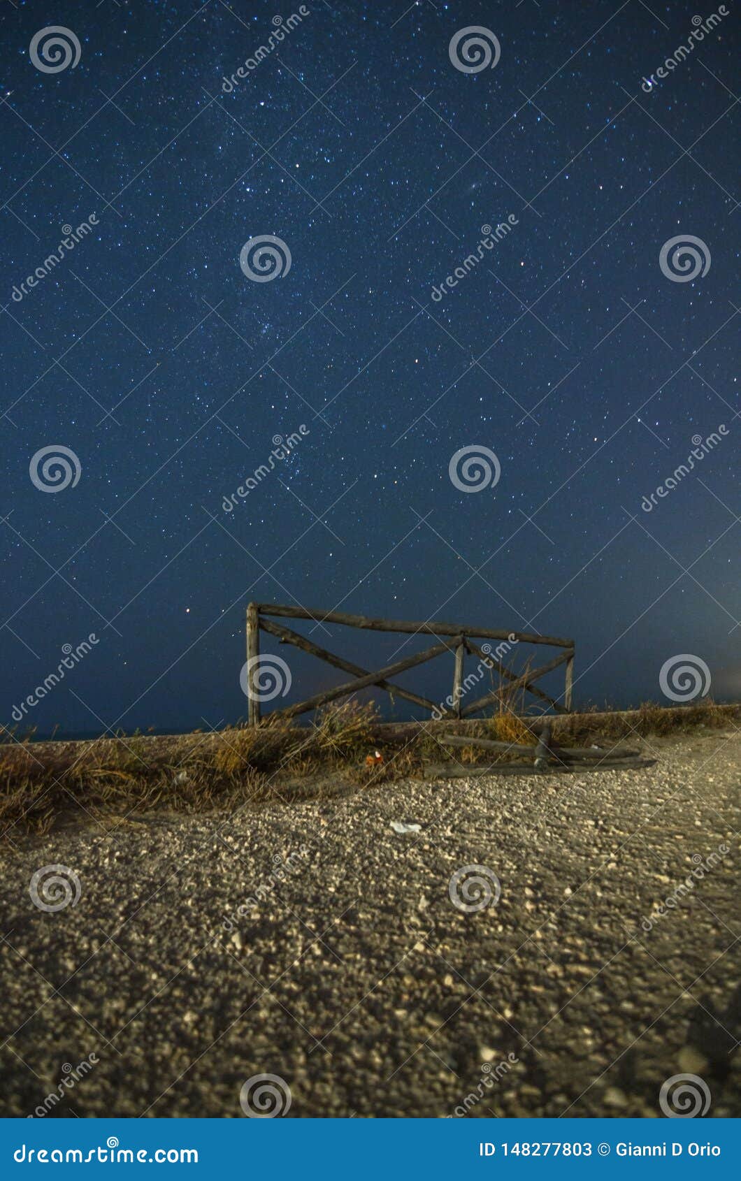 Night Landscape with Path and Starry Sky Stock Image - Image of nature ...