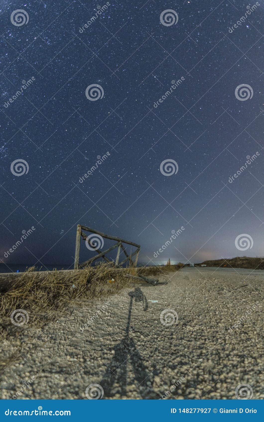 Night Landscape with Path and Starry Sky Stock Image - Image of stones ...