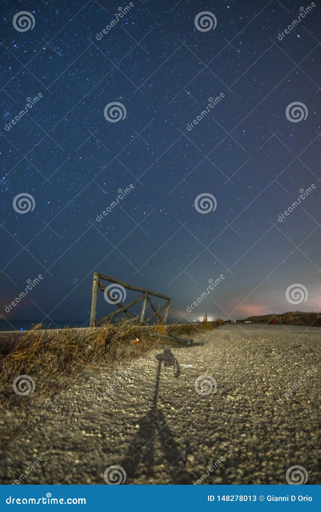 Night Landscape with Path and Starry Sky Stock Image - Image of beach ...