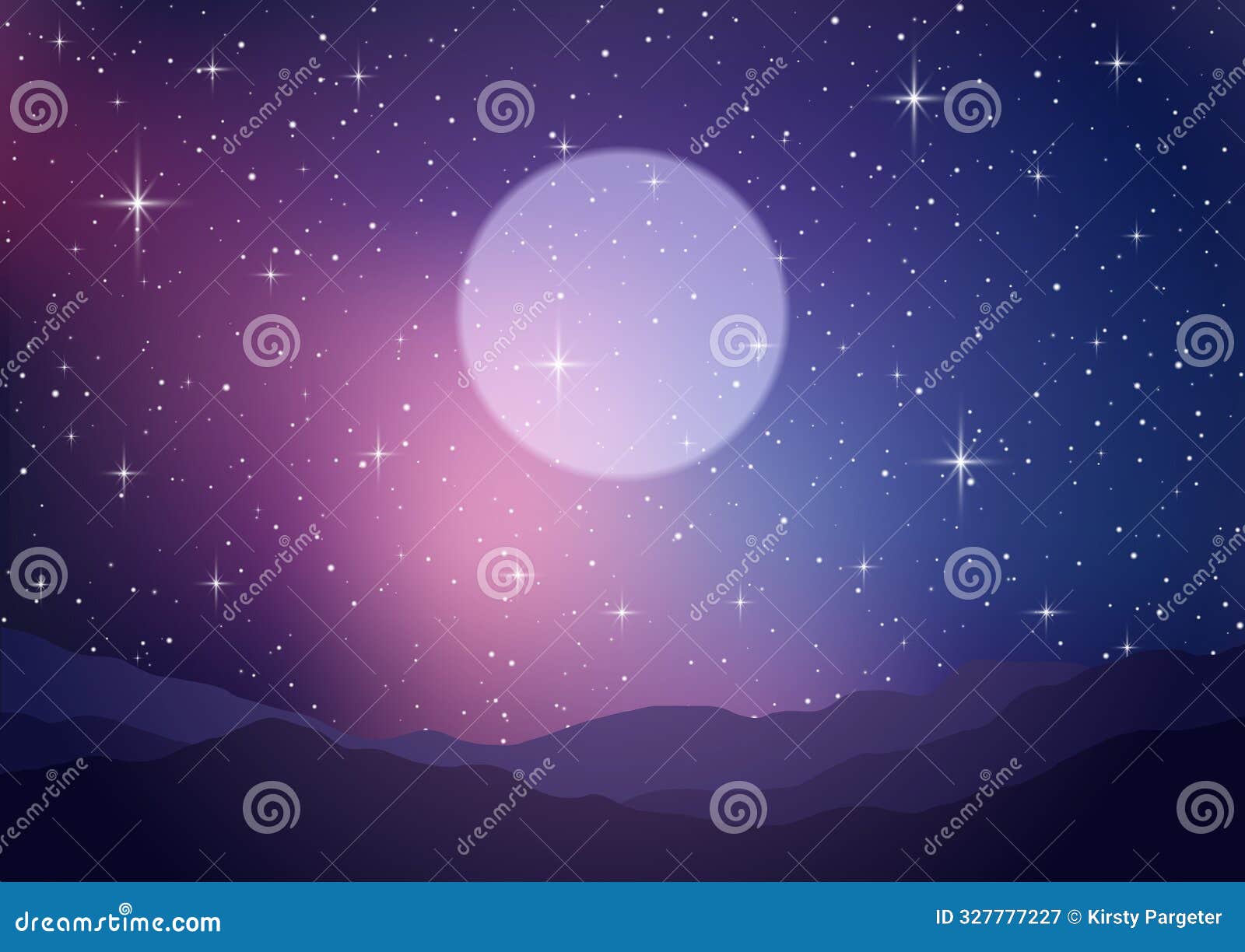 Night Landscape with Starry Sky Design Stock Vector - Illustration of ...