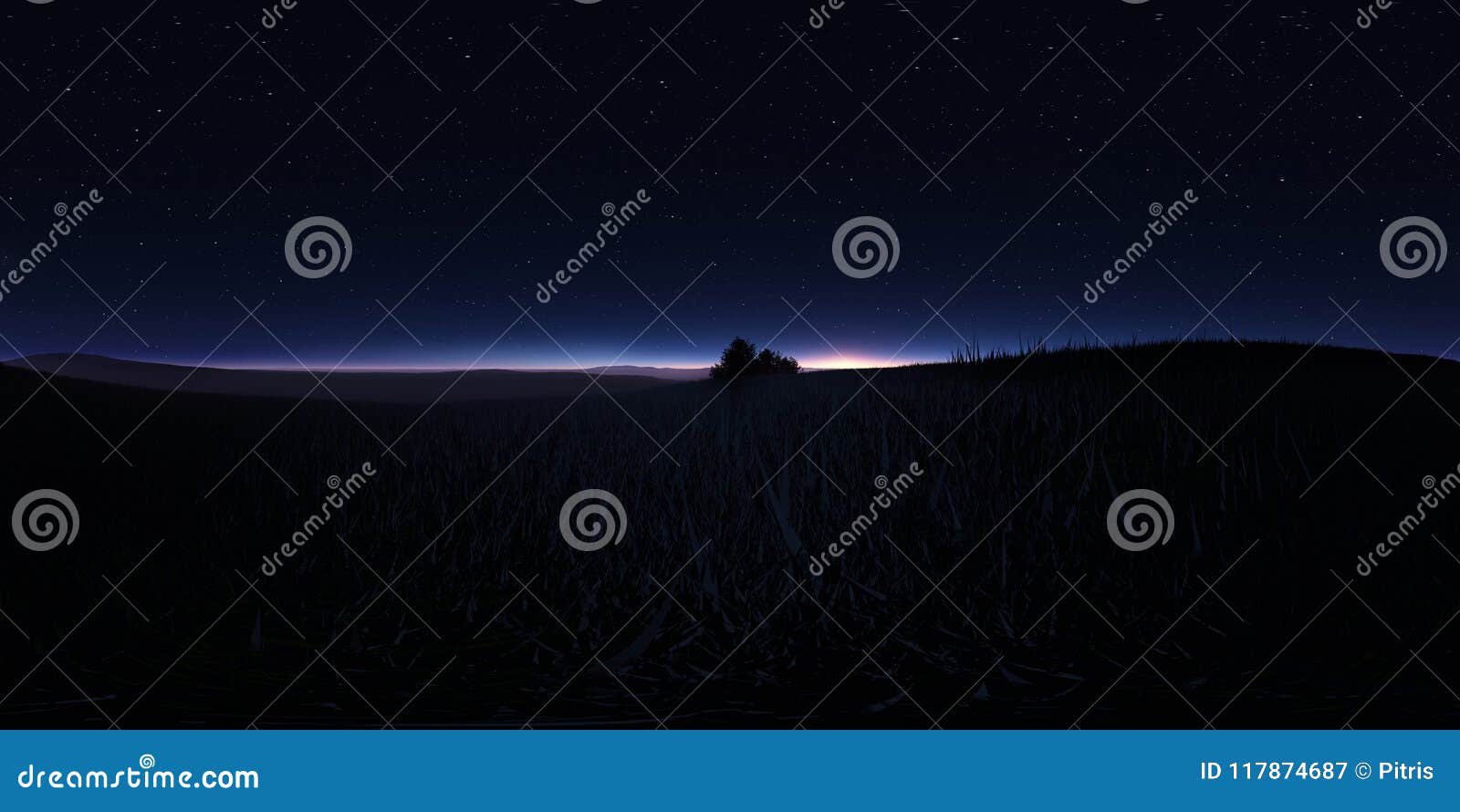 Night Landscape with Stars and the Full Moon. Panorama, Environment 360 ...