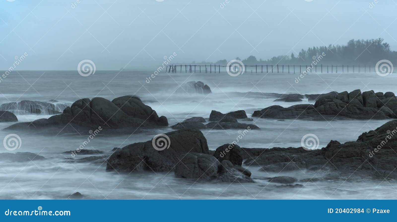 Night Landscape - Tropical Ocean Coast Stock Photo - Image of dark ...