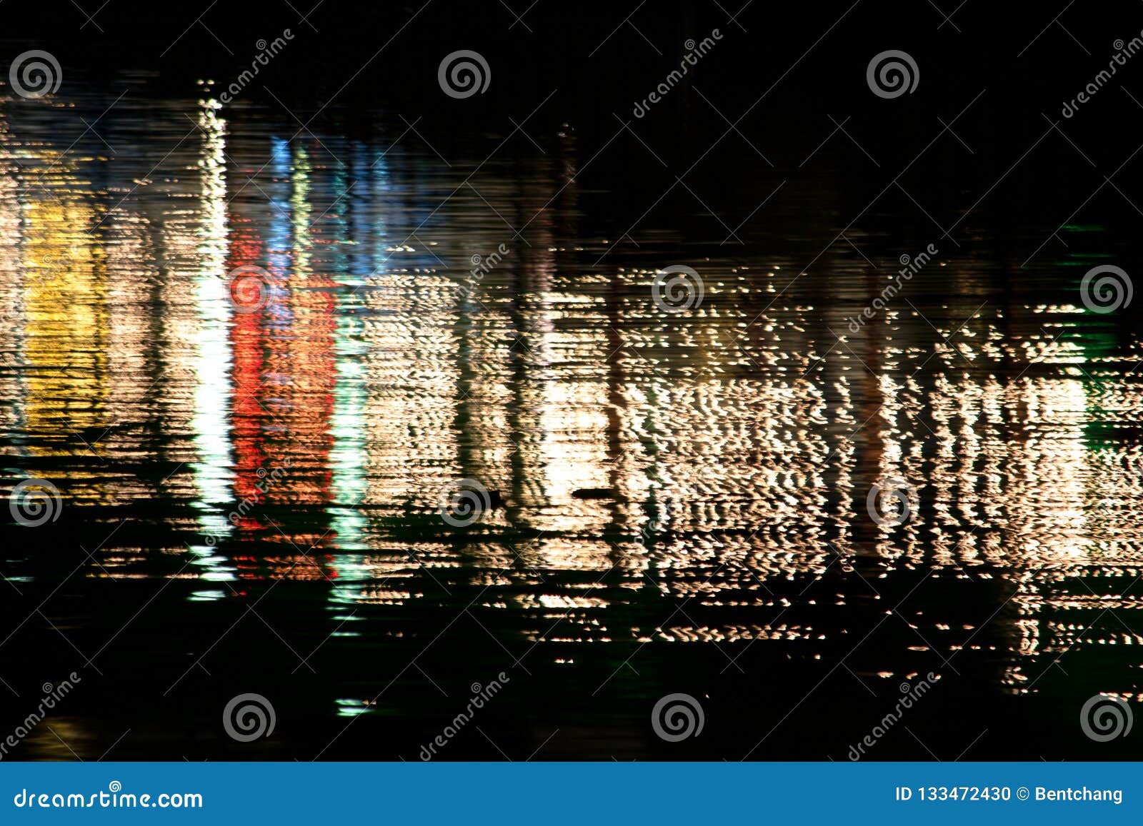 Night Light Reflect on the Water, Colorful. Stock Photo - Image of ...