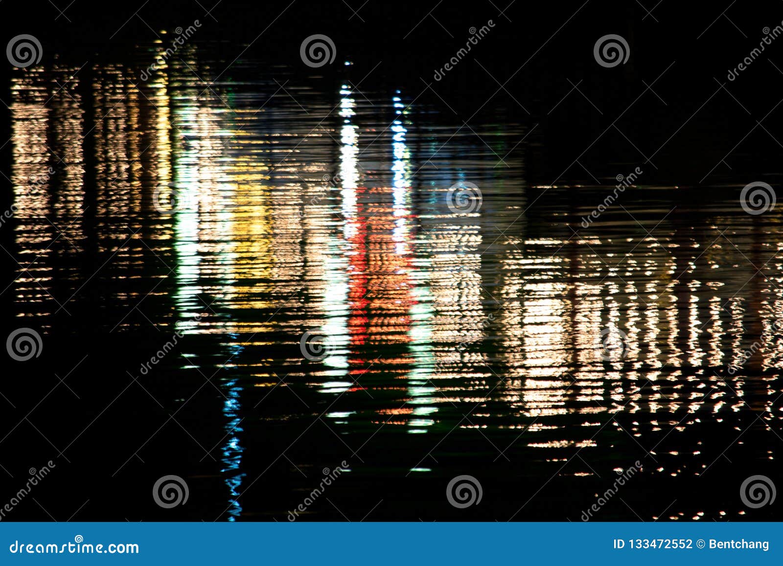 Night Light Reflect on the Water, Colorful. Stock Photo - Image of ...