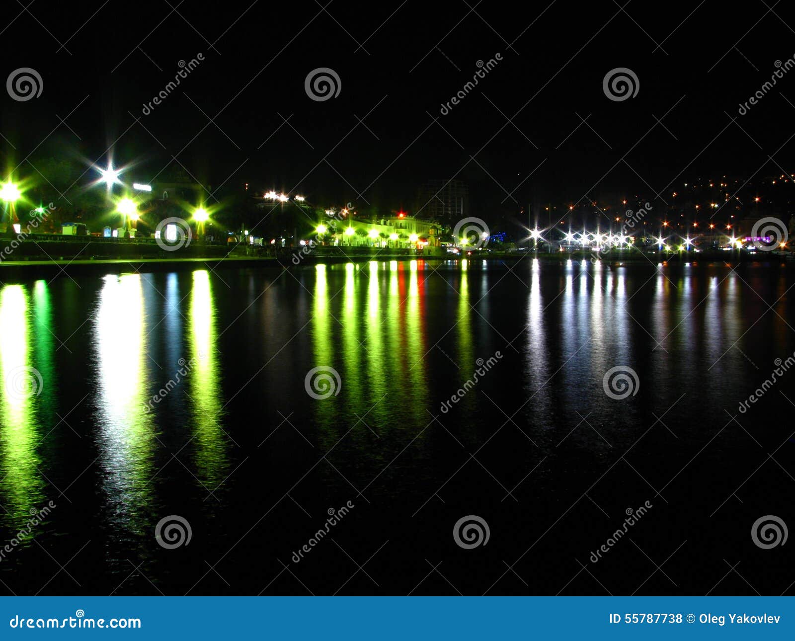 Night Light Reflection , Beach Ocean Stock Photo - Image of reflection ...